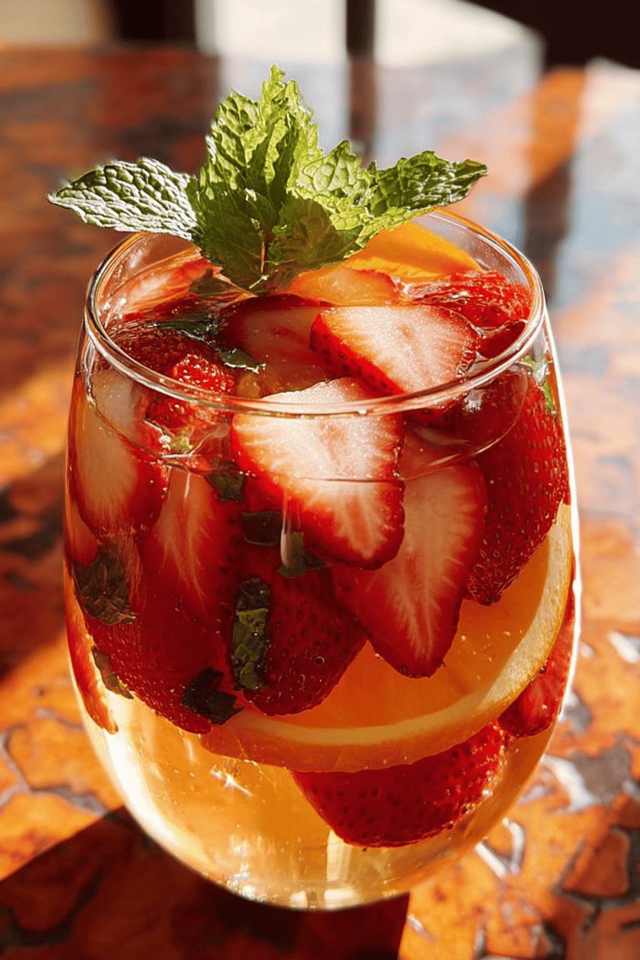 Strawberry White Wine Sangria Mint Recipe With Fresh Citrus
