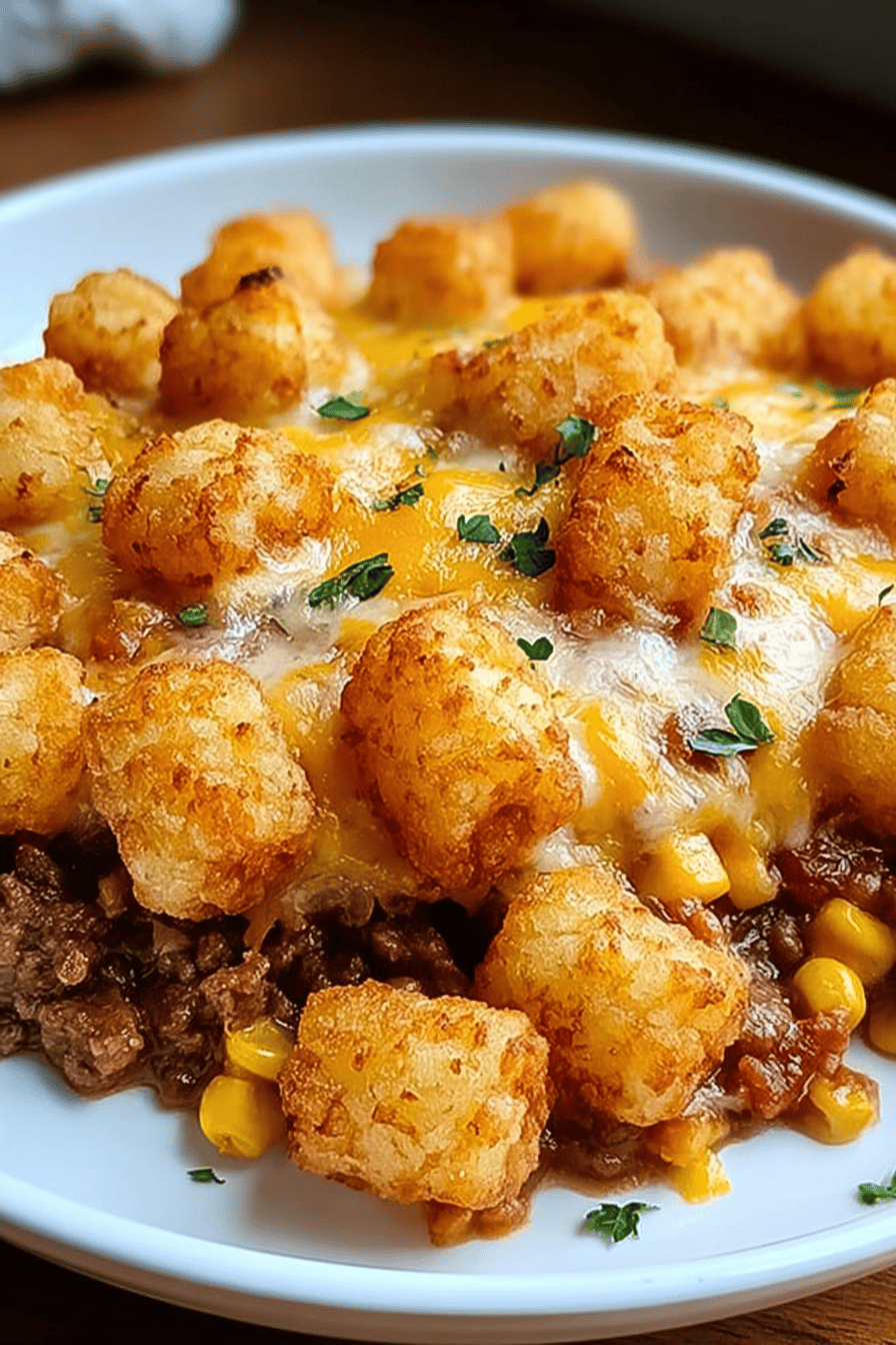 Tater Tots Cowboy Bake Recipe With Beef Beans And Cheese